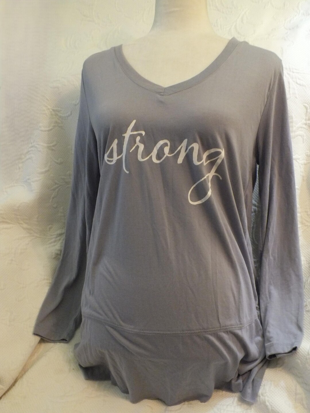 Inspirational Lavender Blouse With the Word STRONG Loungewear With Long ...