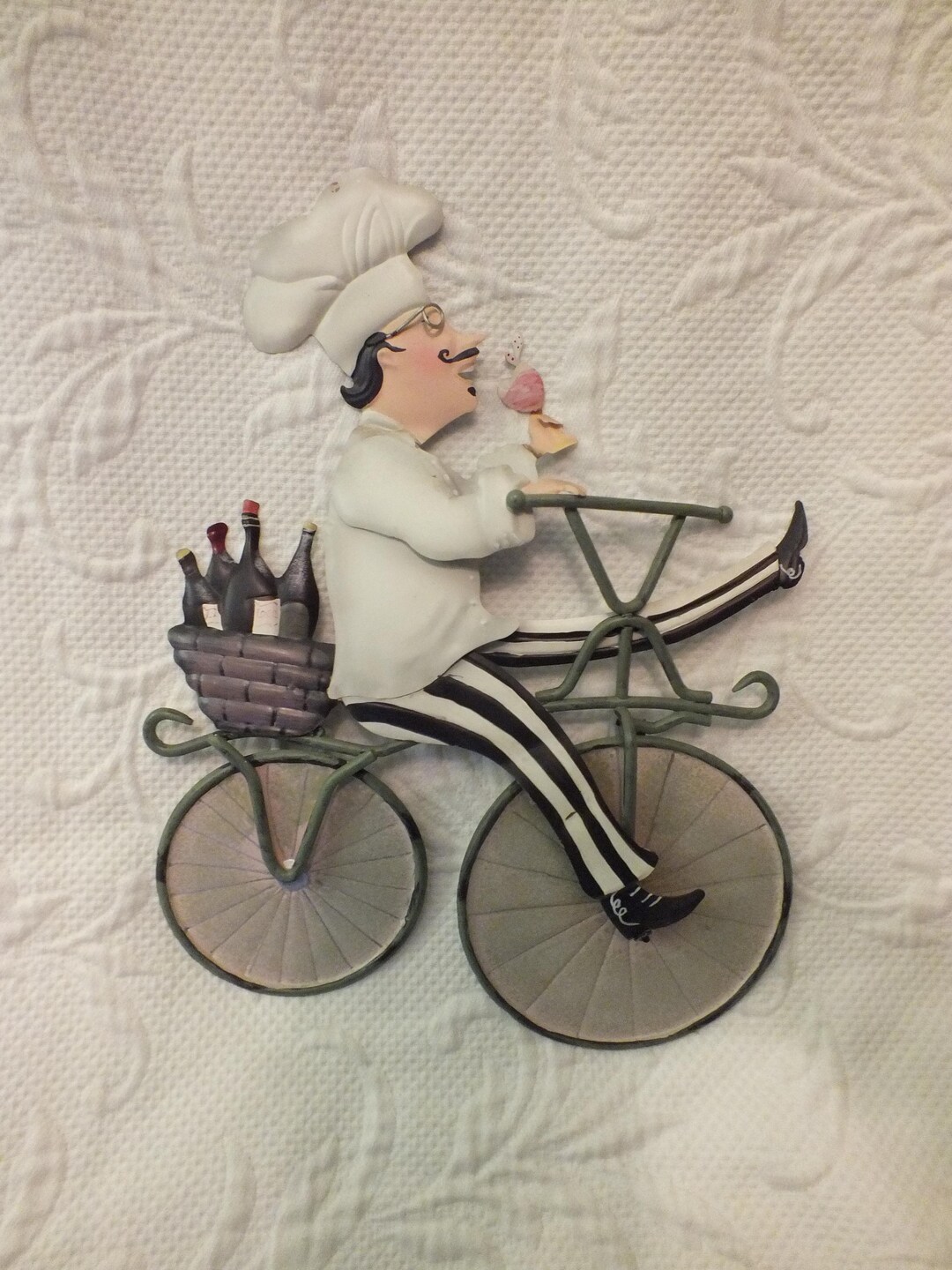 Vintage Chef on Bicycle Drinking Wine - Metal Wall Art - Etsy