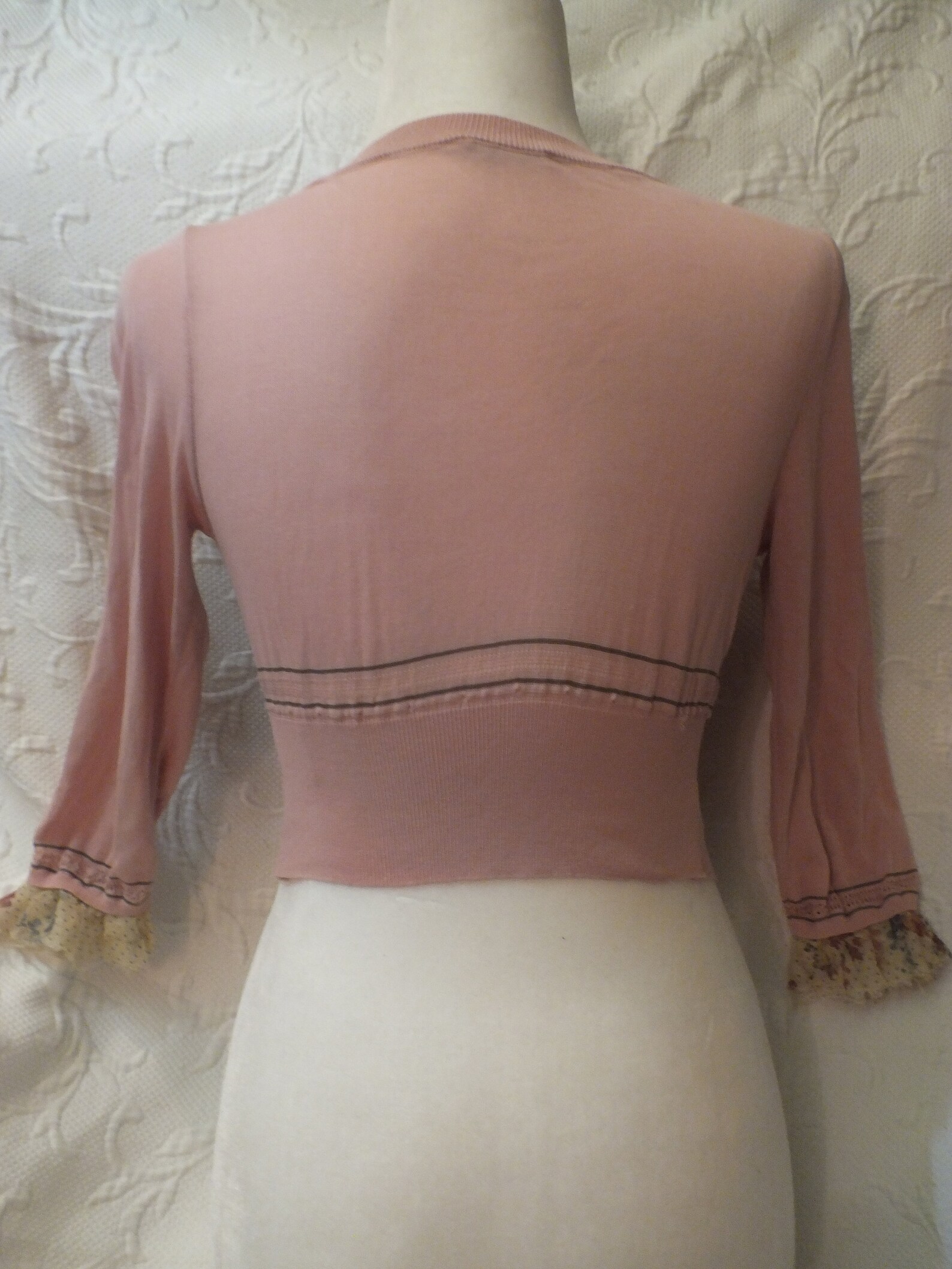 Vintage Red Valentino Feminine Pink Floral Sweater With Lace Detail ...