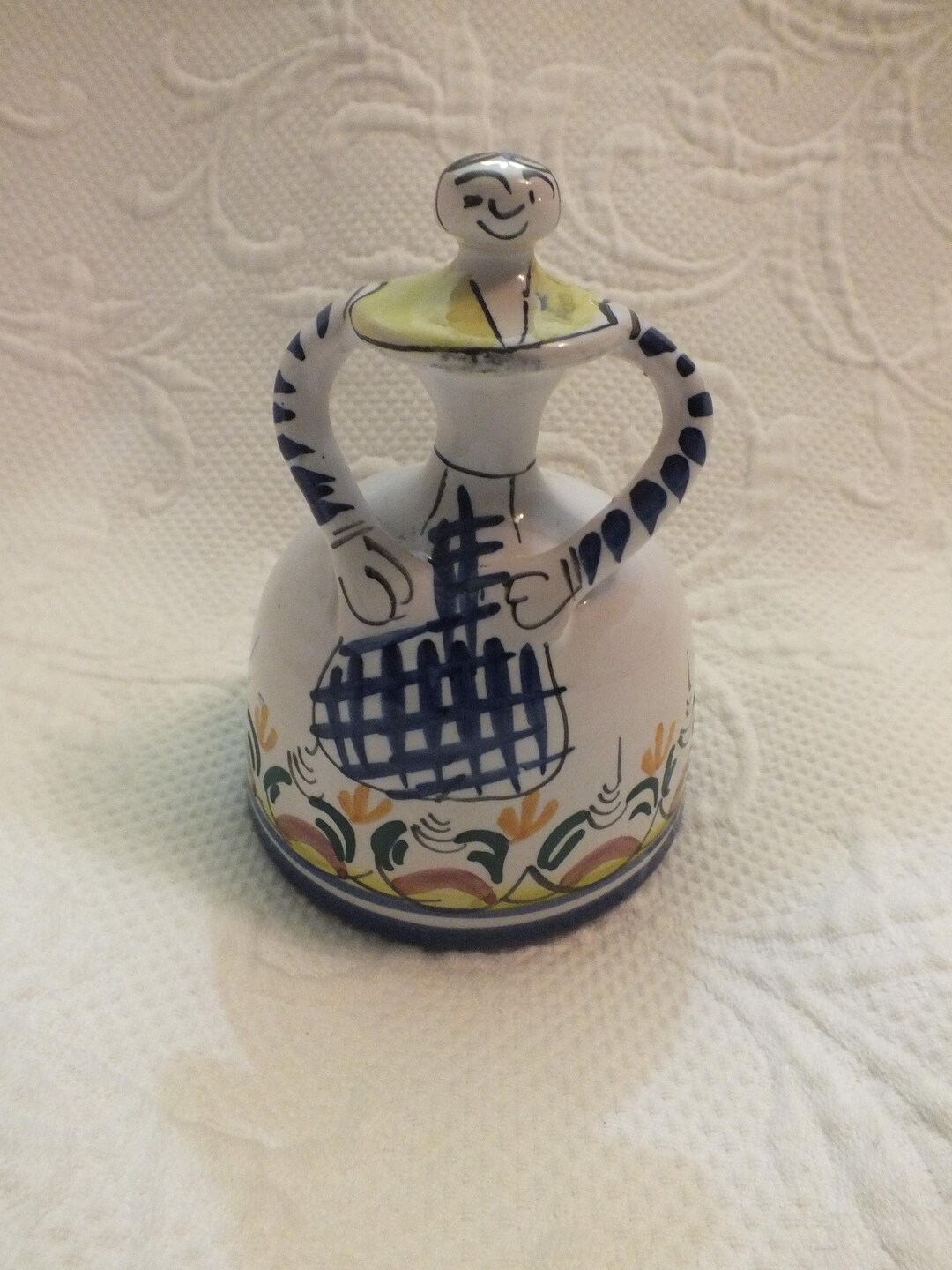 Folk Art Pottery Bell Majolica Spain Dinner Bell Vintage - Etsy
