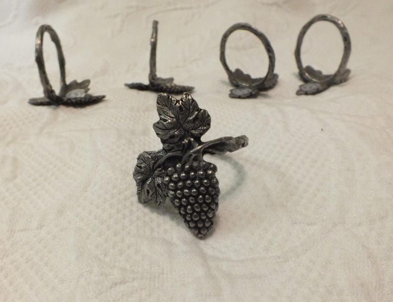 Vintage Pewter Grape Napkin Rings Set of Five - Etsy