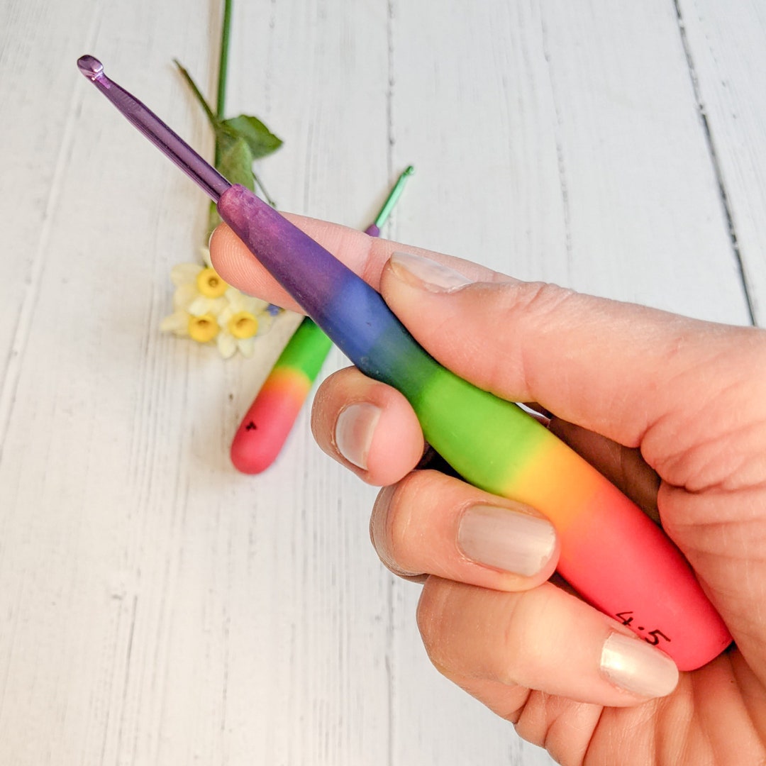 Rainbow Crochet Hook Size 4mm and 4.5mm, Polymer Clay fimo Covered ...