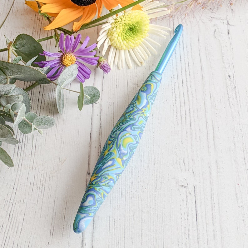 Ellipse Crochet Hook Size 5mm US Size H, Polymer Clay fimo Covered ...