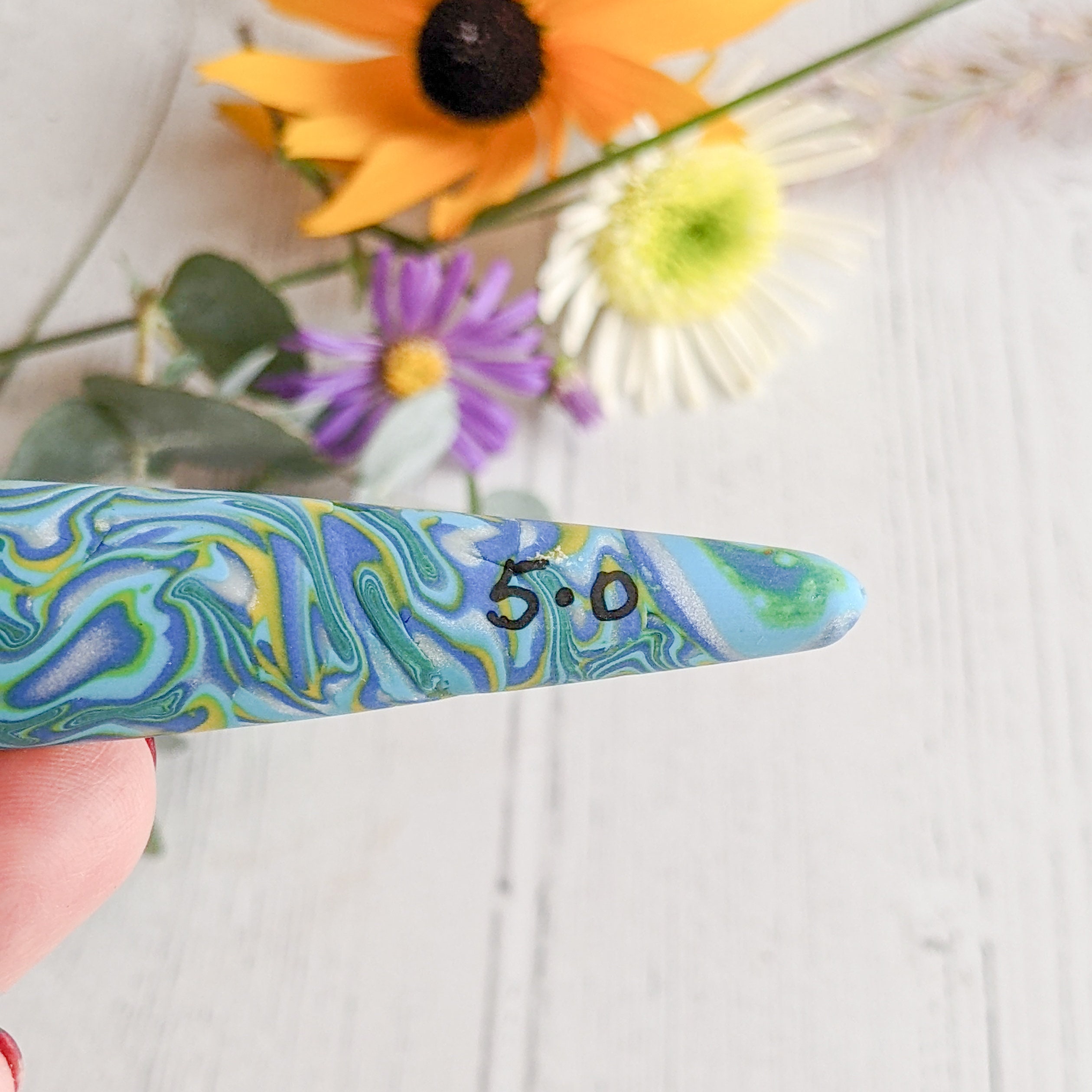 Ellipse Crochet Hook Size 5mm US Size H, Polymer Clay fimo Covered ...