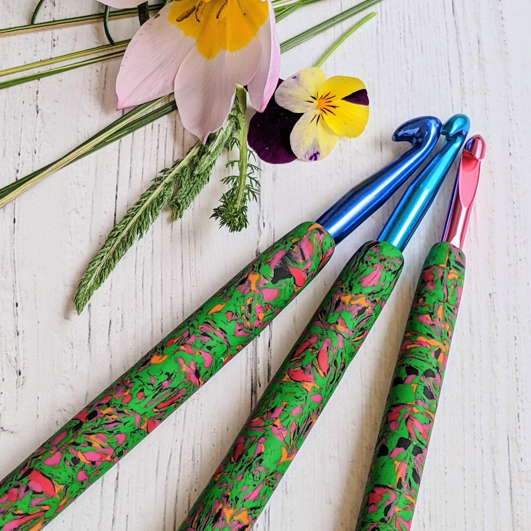 5.5mm / 7mm / 8mm Crochet Hook, Polymer Clay (fimo) Covered Aluminium ...