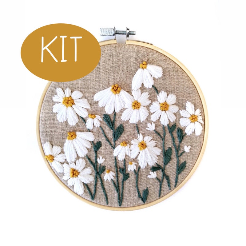 Daisy Embroidery Kit - Etsy