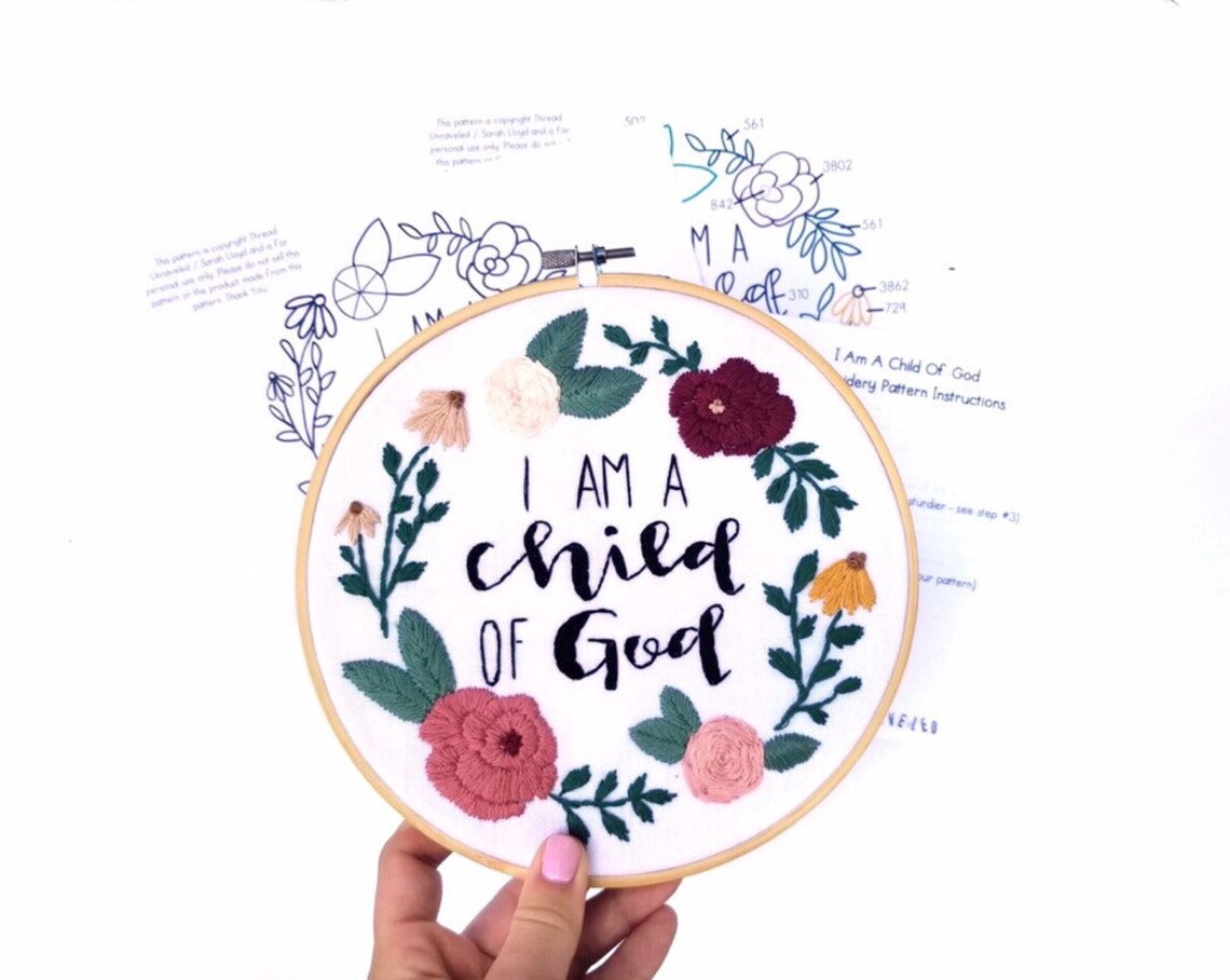 PDF DIGITAL Embroidery Pattern I Am A Child of God Thread - Etsy