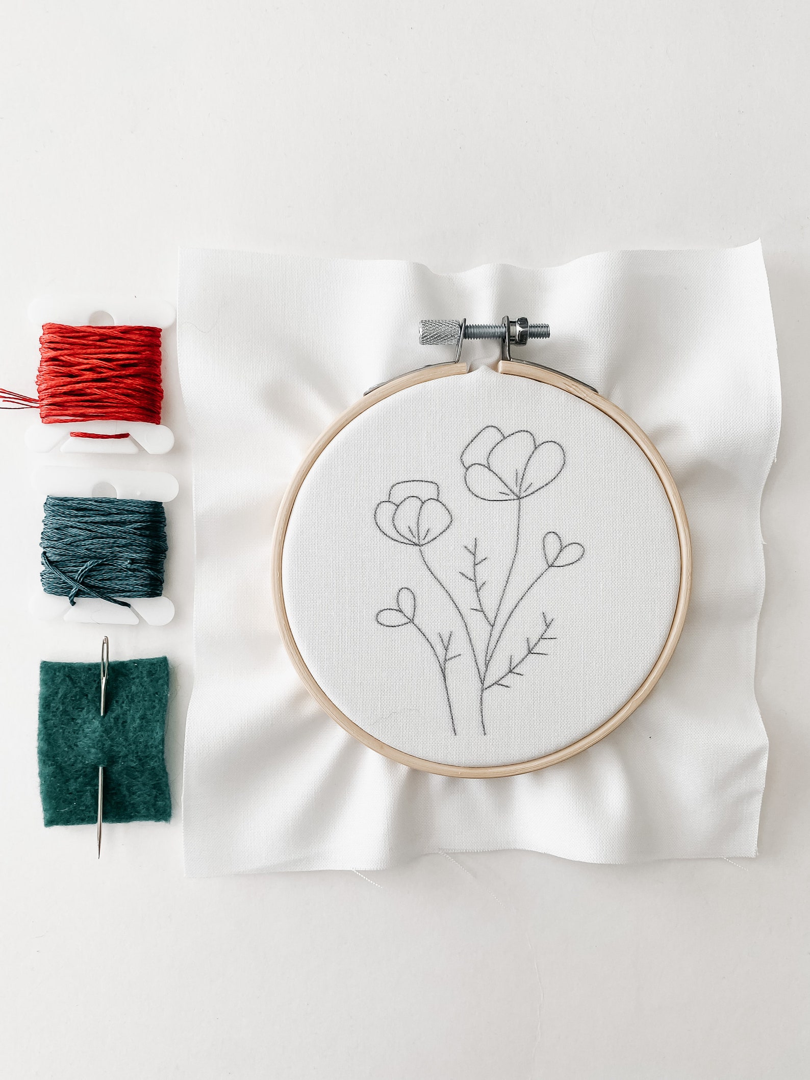 Poppies Embroidery KIT FOR KIDS With Pre-printed Fabric and - Etsy