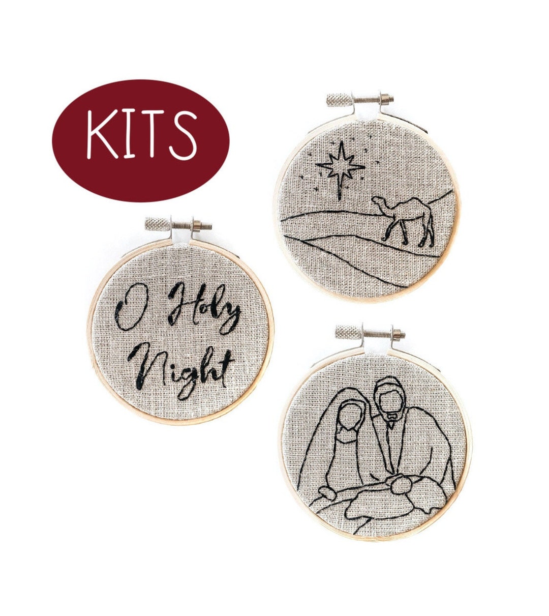 Nativity Ornament DIY KITS Embroidery -- Christmas Ornaments ...