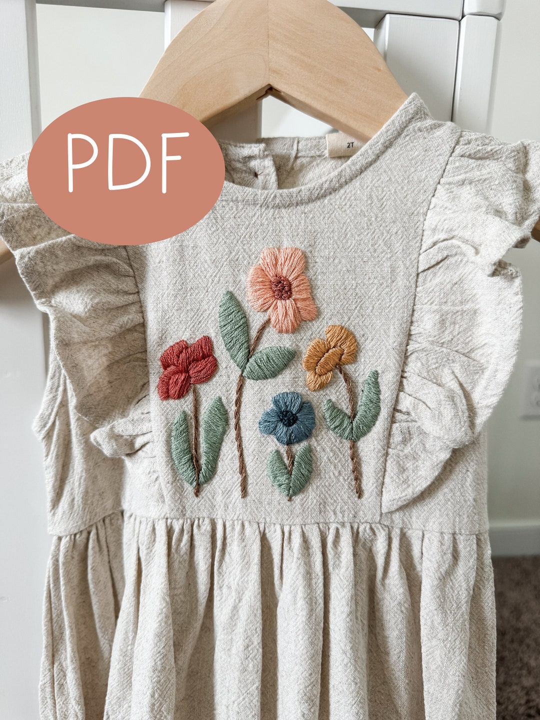 Flower Patch PDF Embroidery Clothing and Hoop Art Pattern DIY - Thread ...