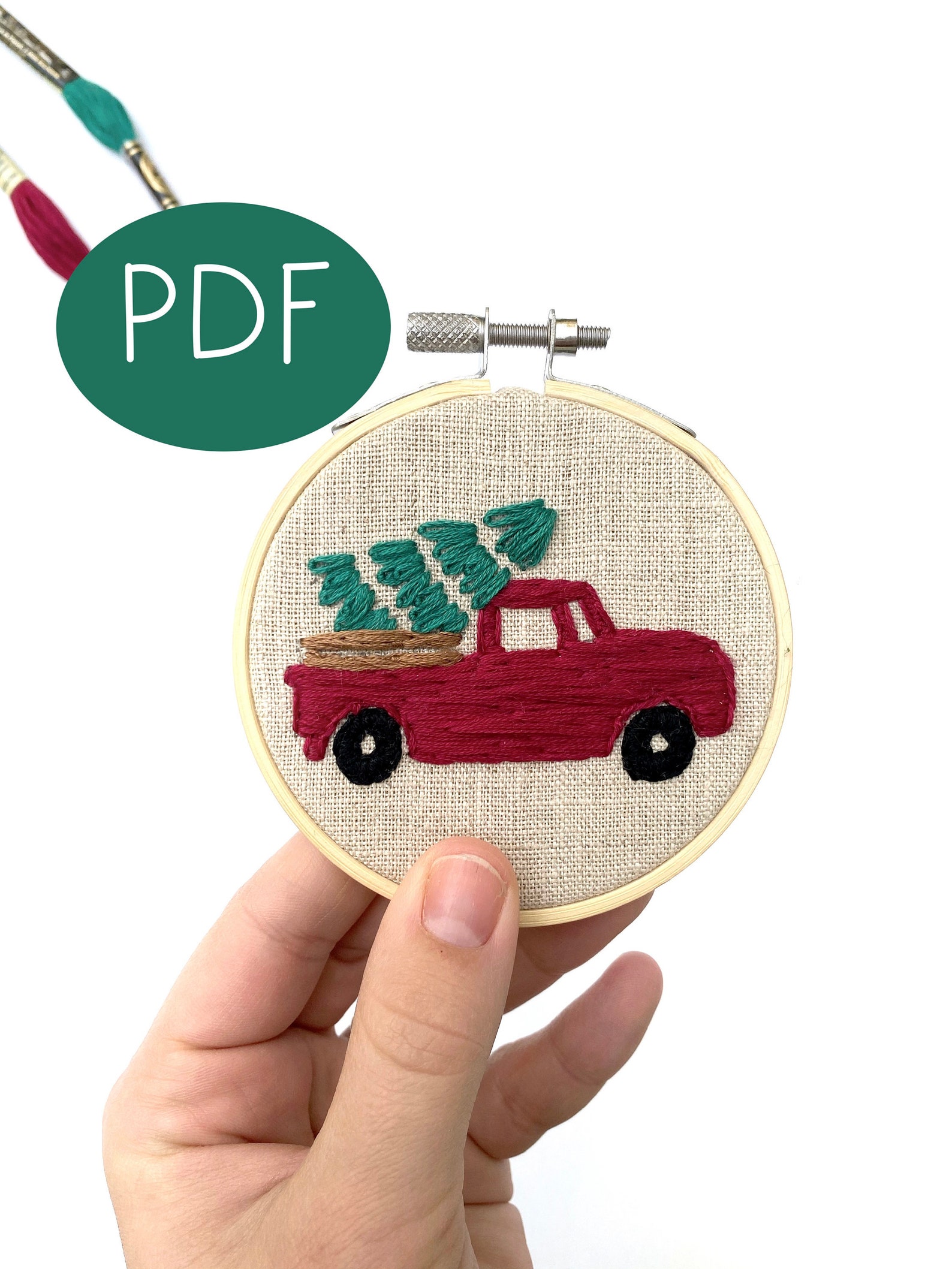 PDF DIGITAL Embroidery Pattern Vintage Red Truck and Tree - Etsy