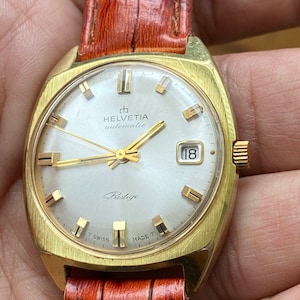 Vintage Automatic Swiss Wristwatch Helvetia, Gold Plated, Wristwatch ...