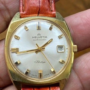 Vintage Automatic Swiss Wristwatch Helvetia, Gold Plated, Wristwatch ...