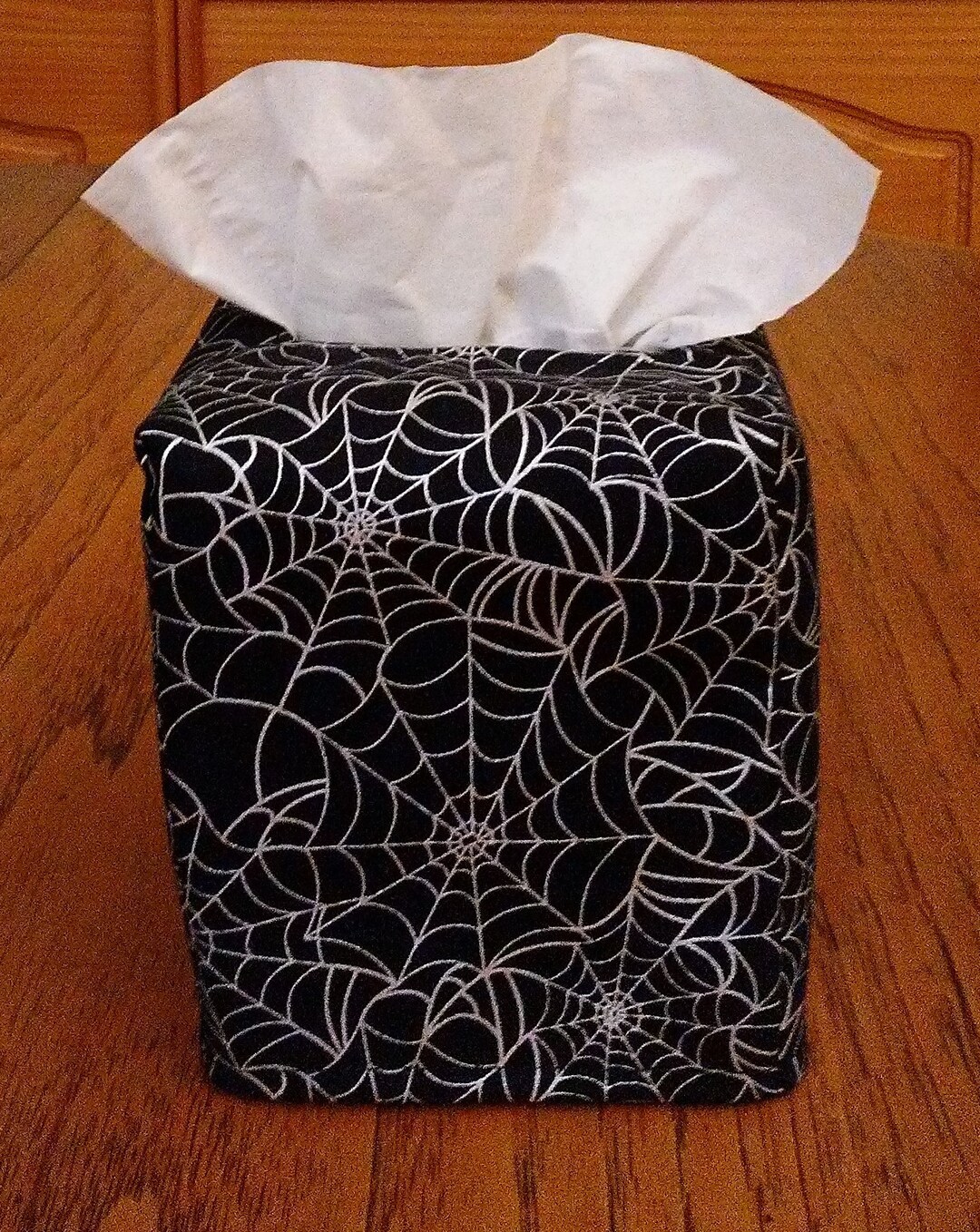 Tissue Box Cover, Square, Beautiful Glow in the Dark Spider Webs on ...