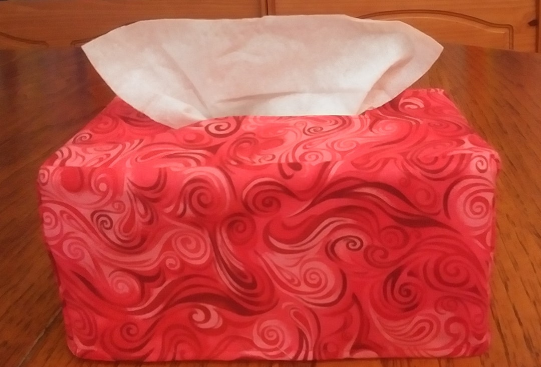 Tissue Box Cover, Rectangle, Bold Swirls on Red Fabric Rectangular ...