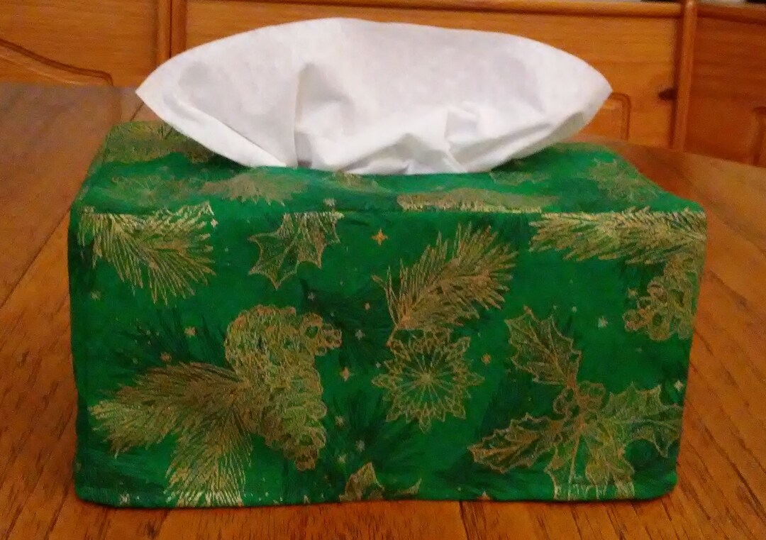 Tissue Box Cover Rectangle Glittering Gold Pine Cones Tissue - Etsy