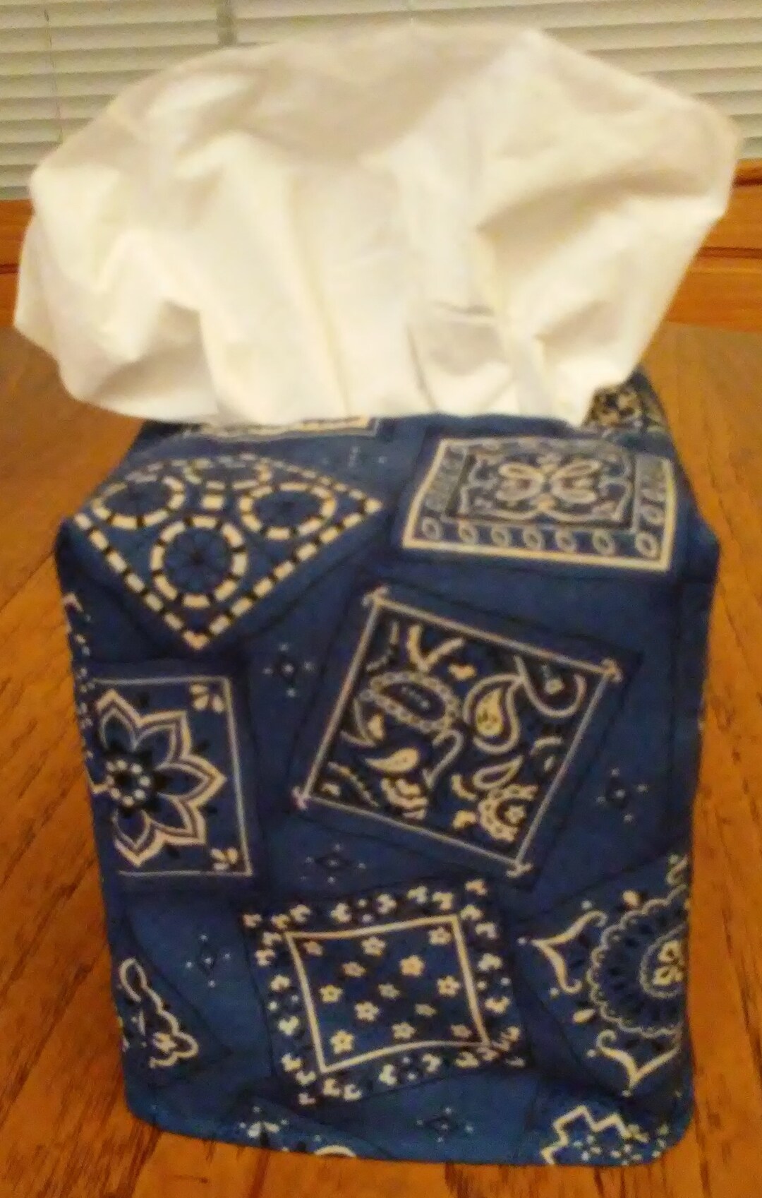 Tissue Box Cover, Square, Blue Bandana Fabric Tissue Box Cover, Square ...