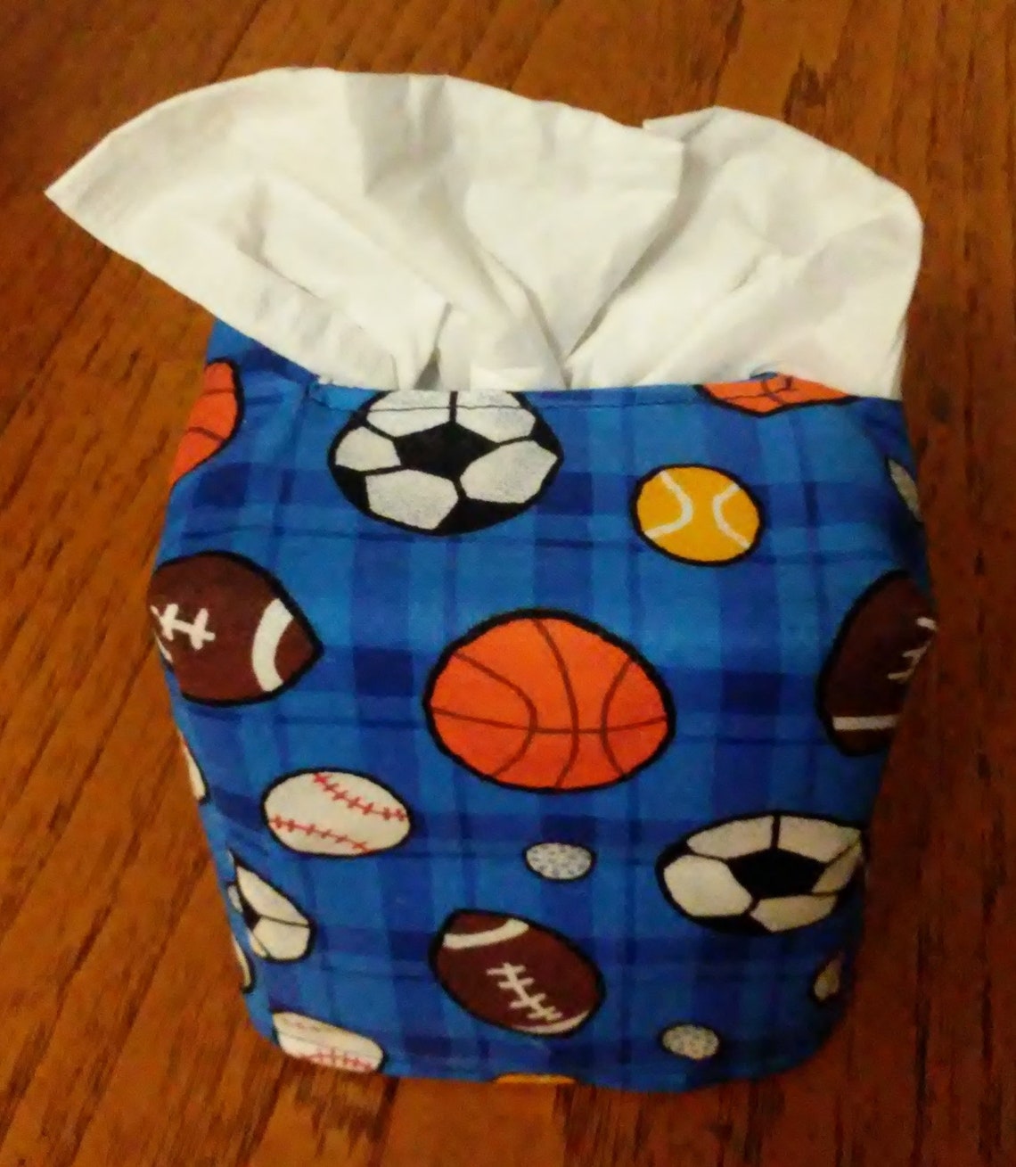 Tissue Box Cover, Square, Sports Galore Fabric Tissue Box Cover, Square ...
