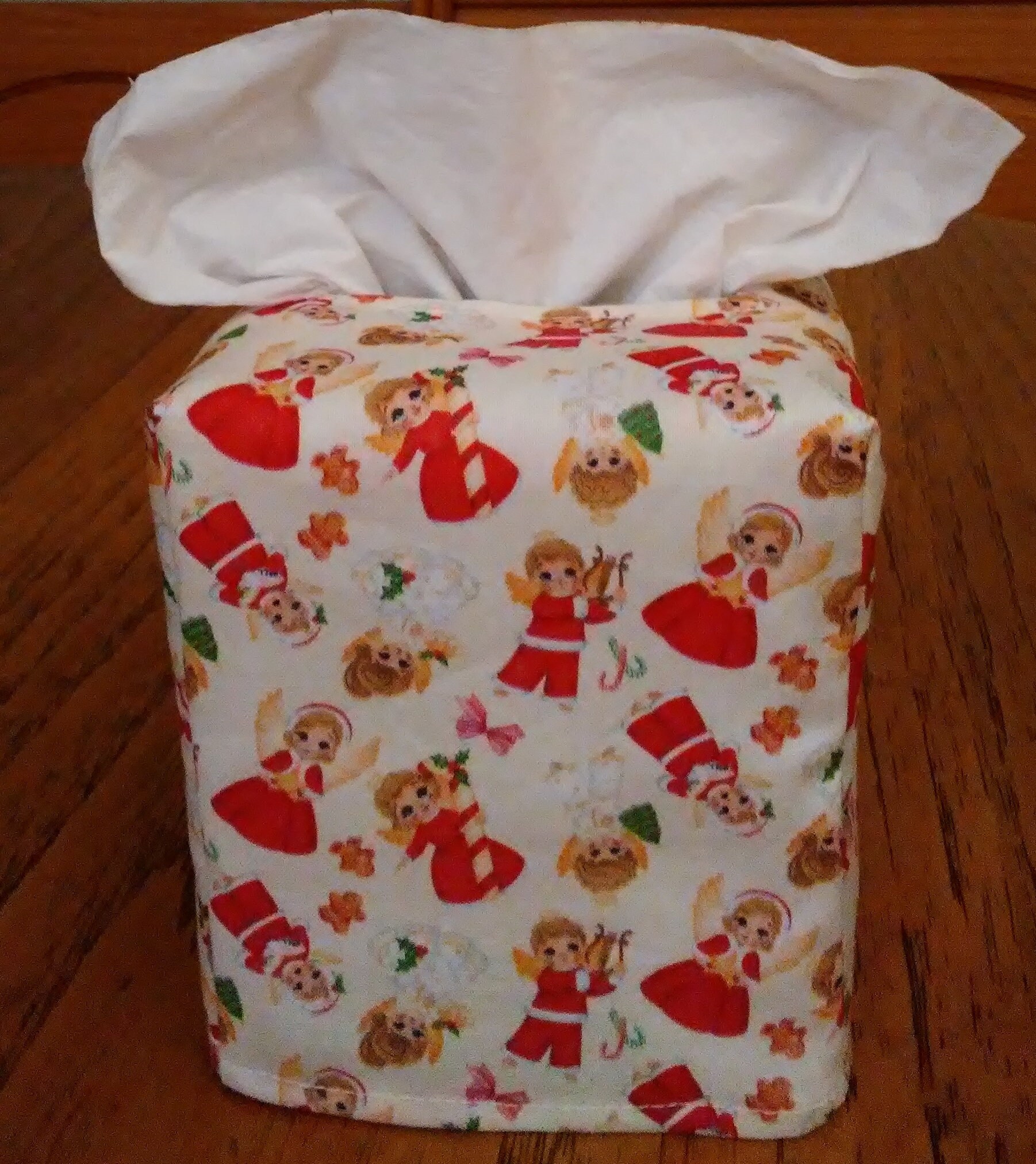 Tissue Box Cover Square Retro Holiday Angels on White Fabric - Etsy