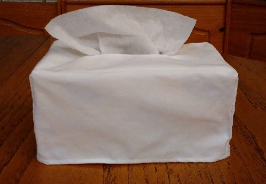 Tissue Box Cover, Rectangle, White Fabric Rectangular Tissue Box Cover ...