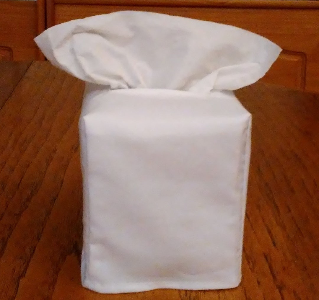 Tissue Box Cover, Square, White Fabric Square Tissue Box Cover ...