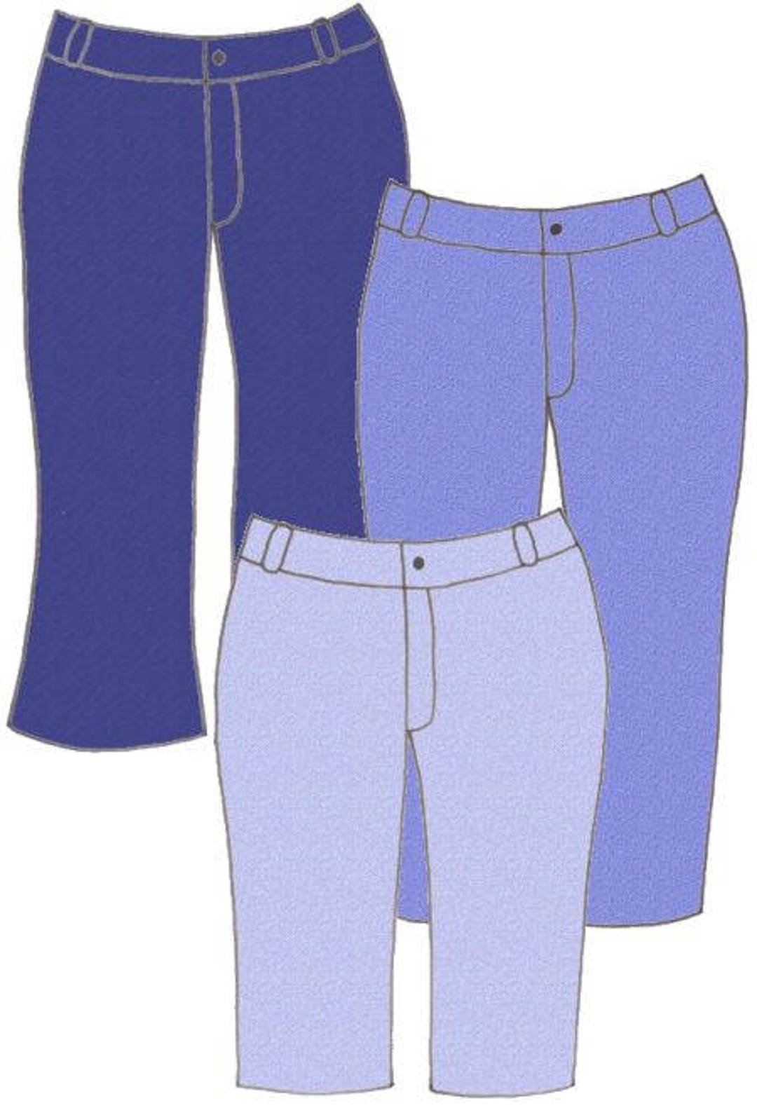 Girls Plus Size Denim Jeans and Denim Capri PDF Sewing Pattern, Sizes ...