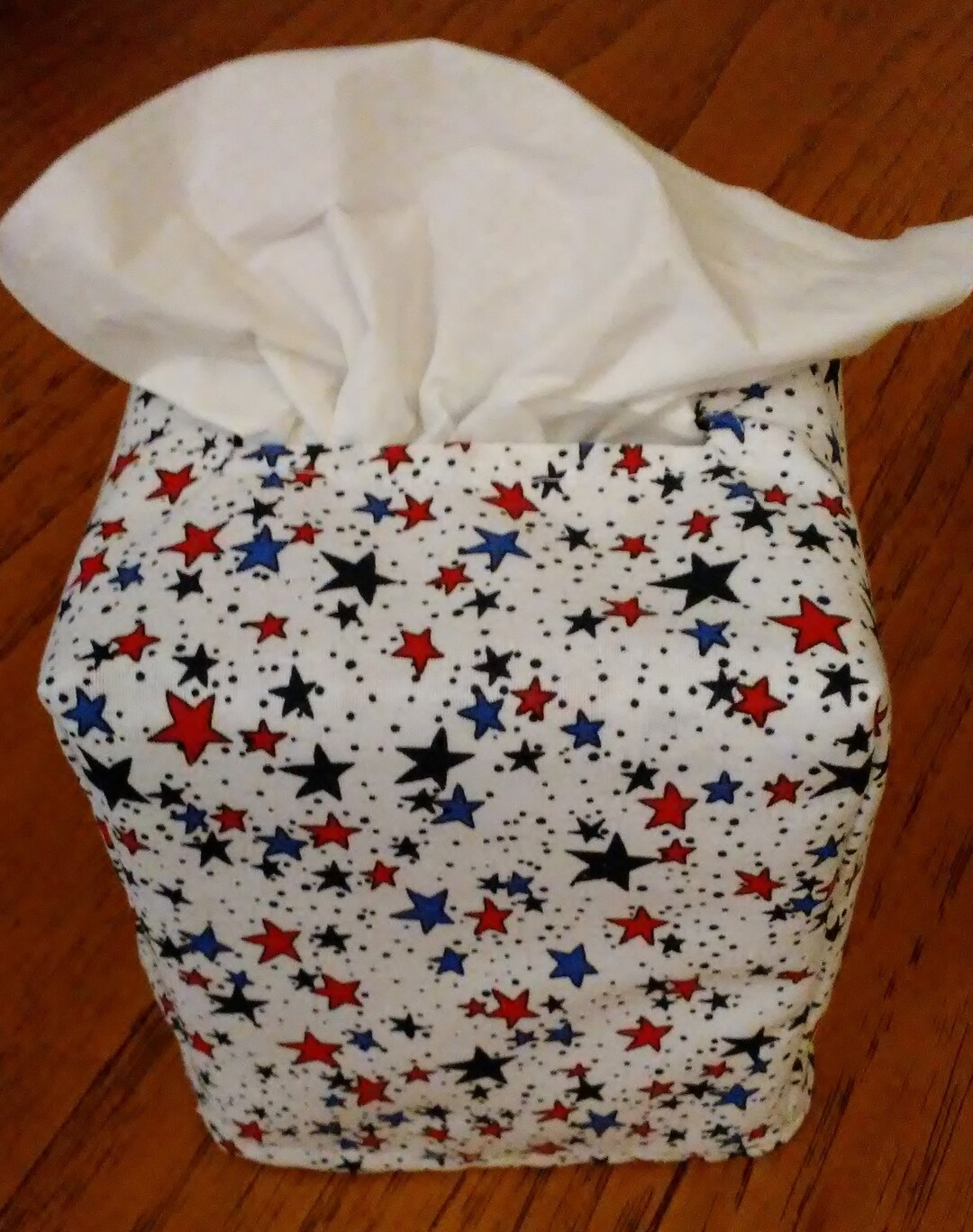 Tissue Box Cover, Square, Patriotic Galaxy of Stars Square Fabric ...