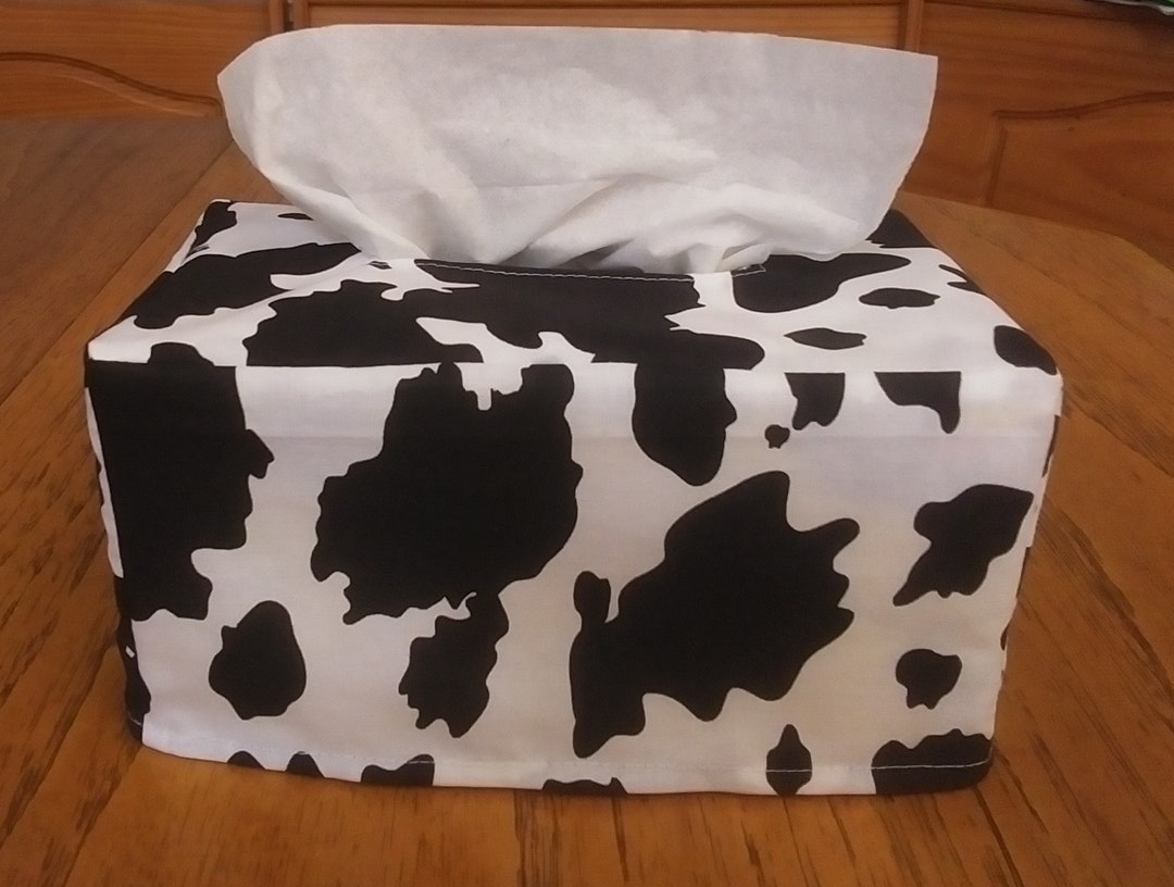 Tissue Box Cover, Rectangle, Holstein Cow Print Fabric Rectangular ...