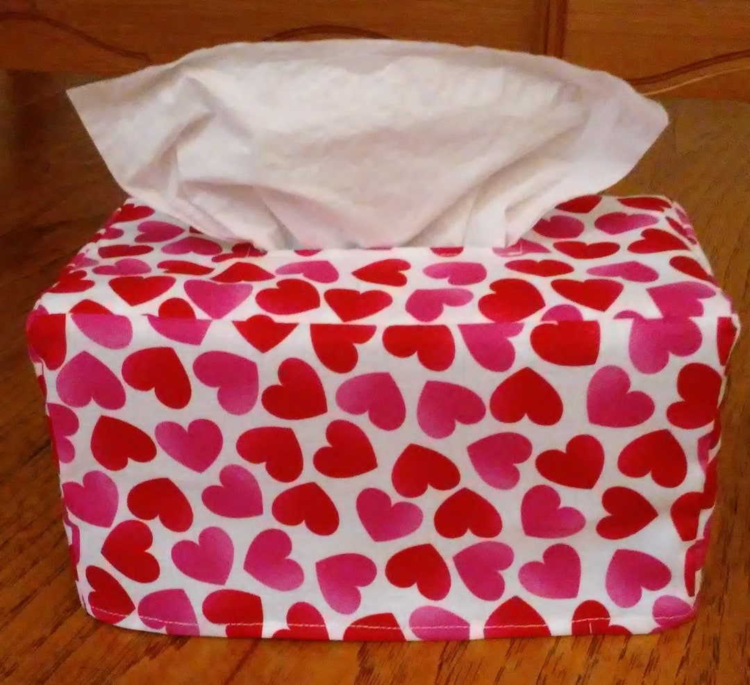Tissue Box Cover, Rectangle, Red, Pink Hearts, Valentine Rectangular ...