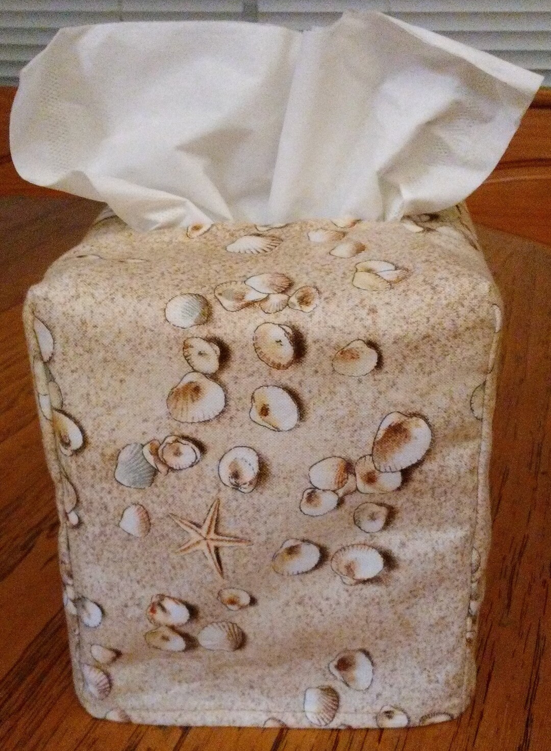 Tissue Box Cover, Square, Sea Shells on the Beach Fabric Square Tissue ...