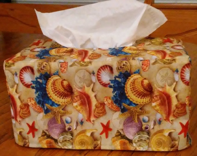 Tissue Box Cover Rectangle Colorful Sea Shells Fabric Tissue - Etsy