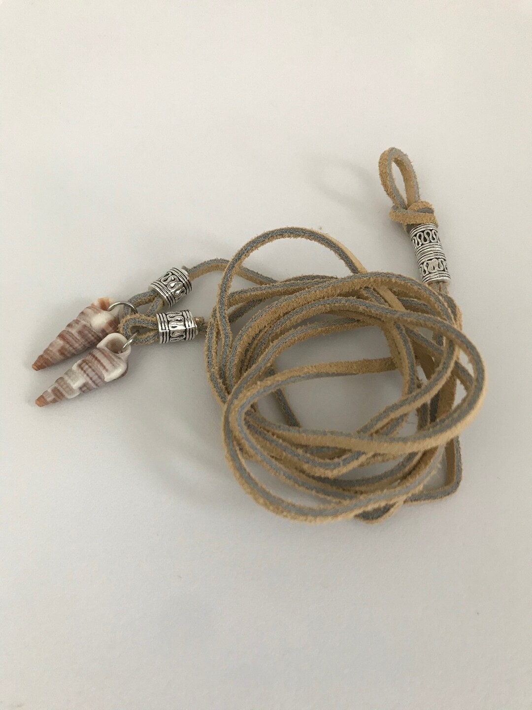 Seashell Suede Cord Lariat Wrap Necklace - Etsy