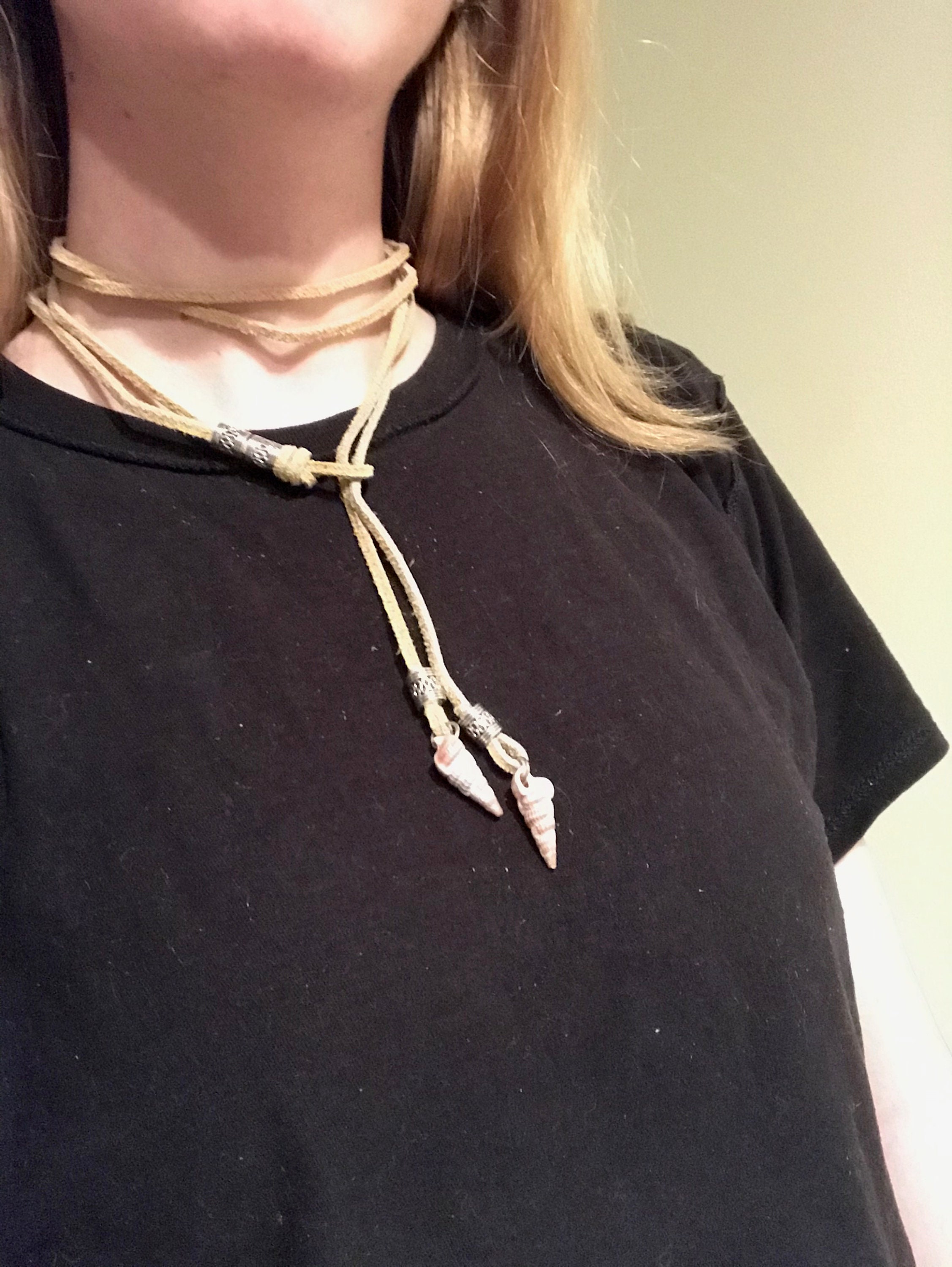 Seashell Suede Cord Lariat Wrap Necklace - Etsy