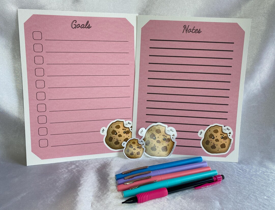 Chocolate Chip Cookie Goals and Notes Cardstock Sheet | Journaling ...