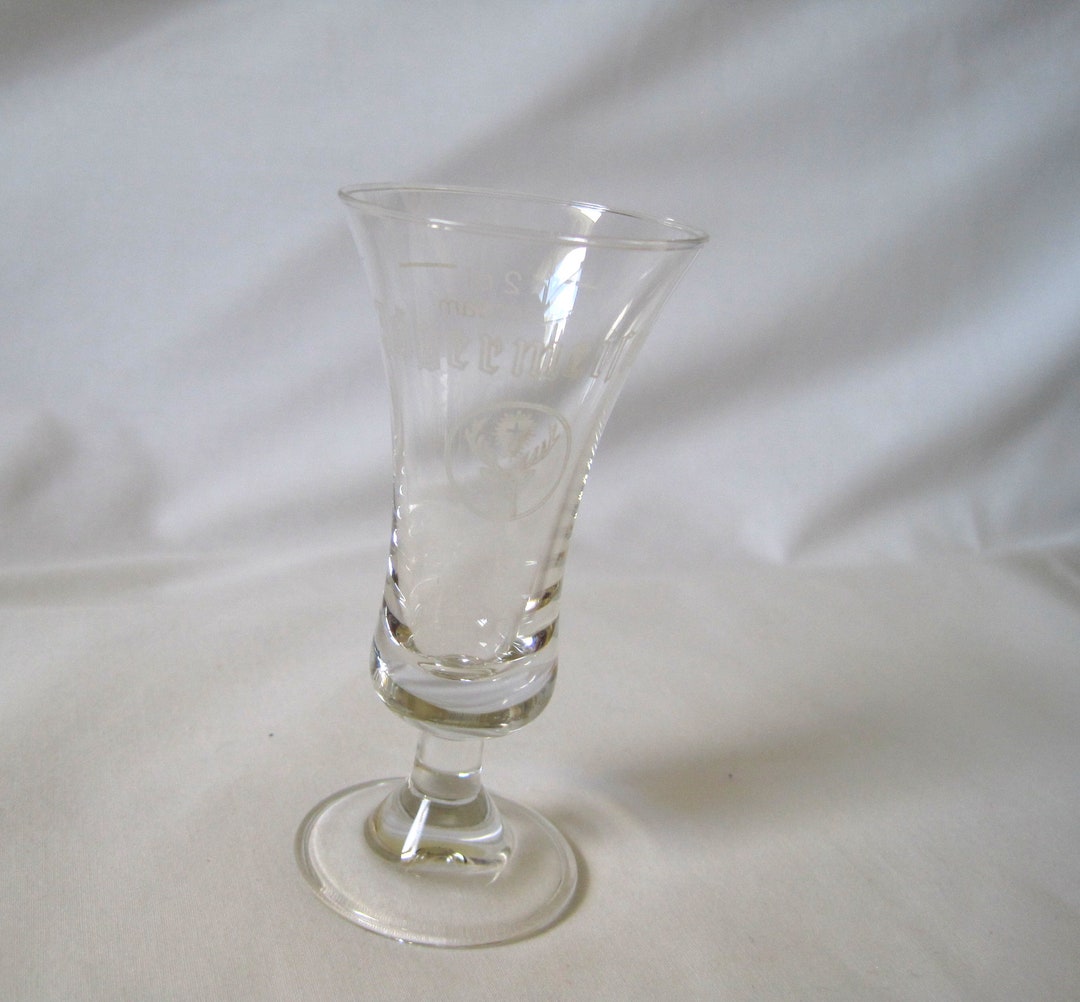 Jagermeister Fluted Cordial Glass; Clear Glass, White Etching; Perfect ...