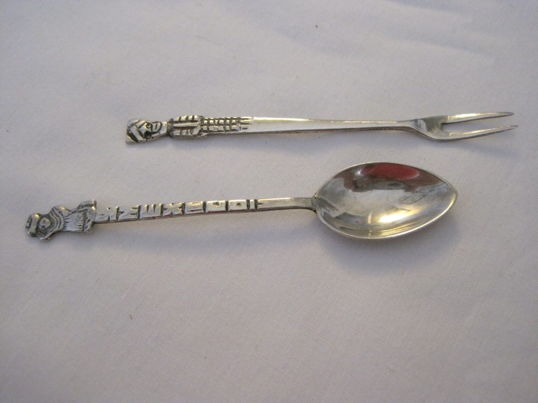 Sterling Small Fork and Spoon Set With mexico on Handle and Native ...