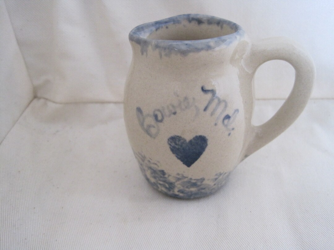 Mini Pottery Pitcher With Bowie, MD and a Blue Heart Perfect Gift for ...