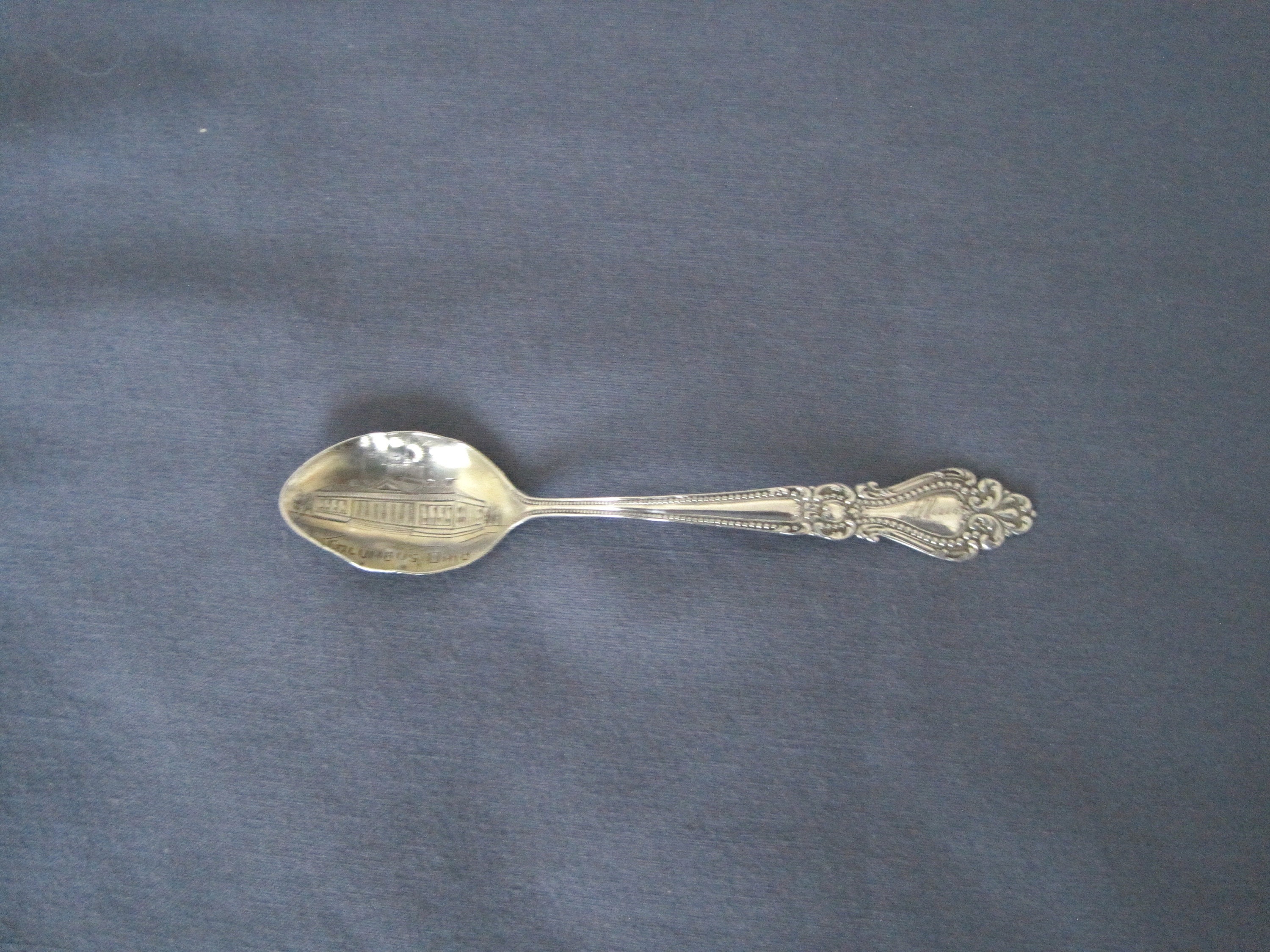 Spoon; Sterling Silver Souvenir Spoon of Columbus, Ohio With Floral Trim on Handle; Perfect Baby ...