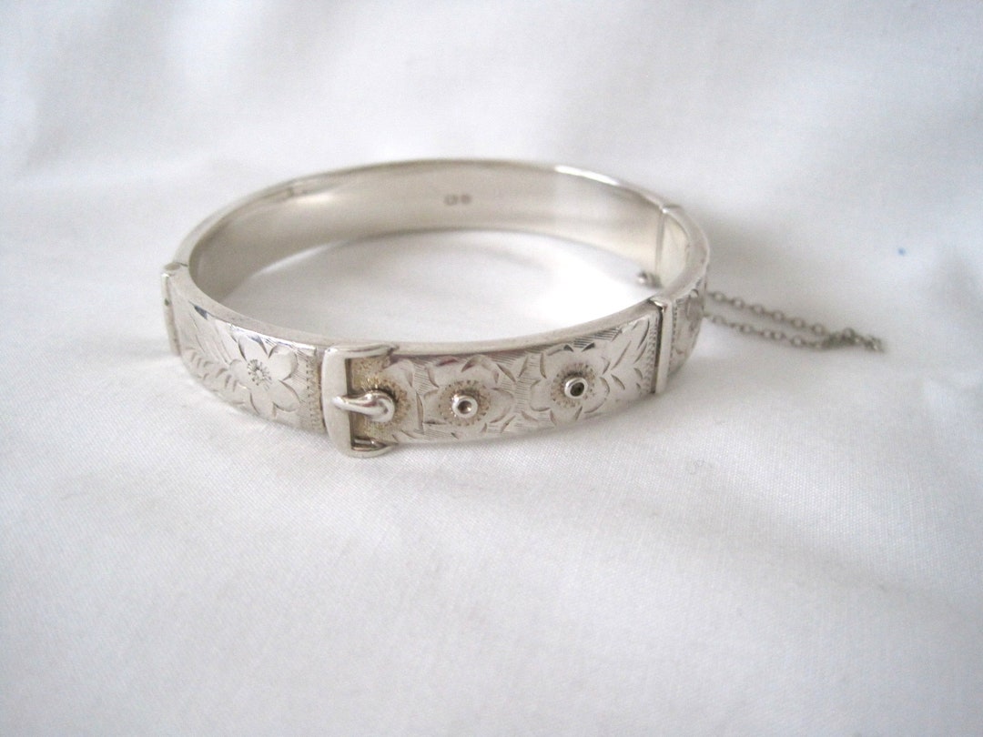 English Sterling Bracelet; Sterling "buckle" Bracelet With Box Tab ...
