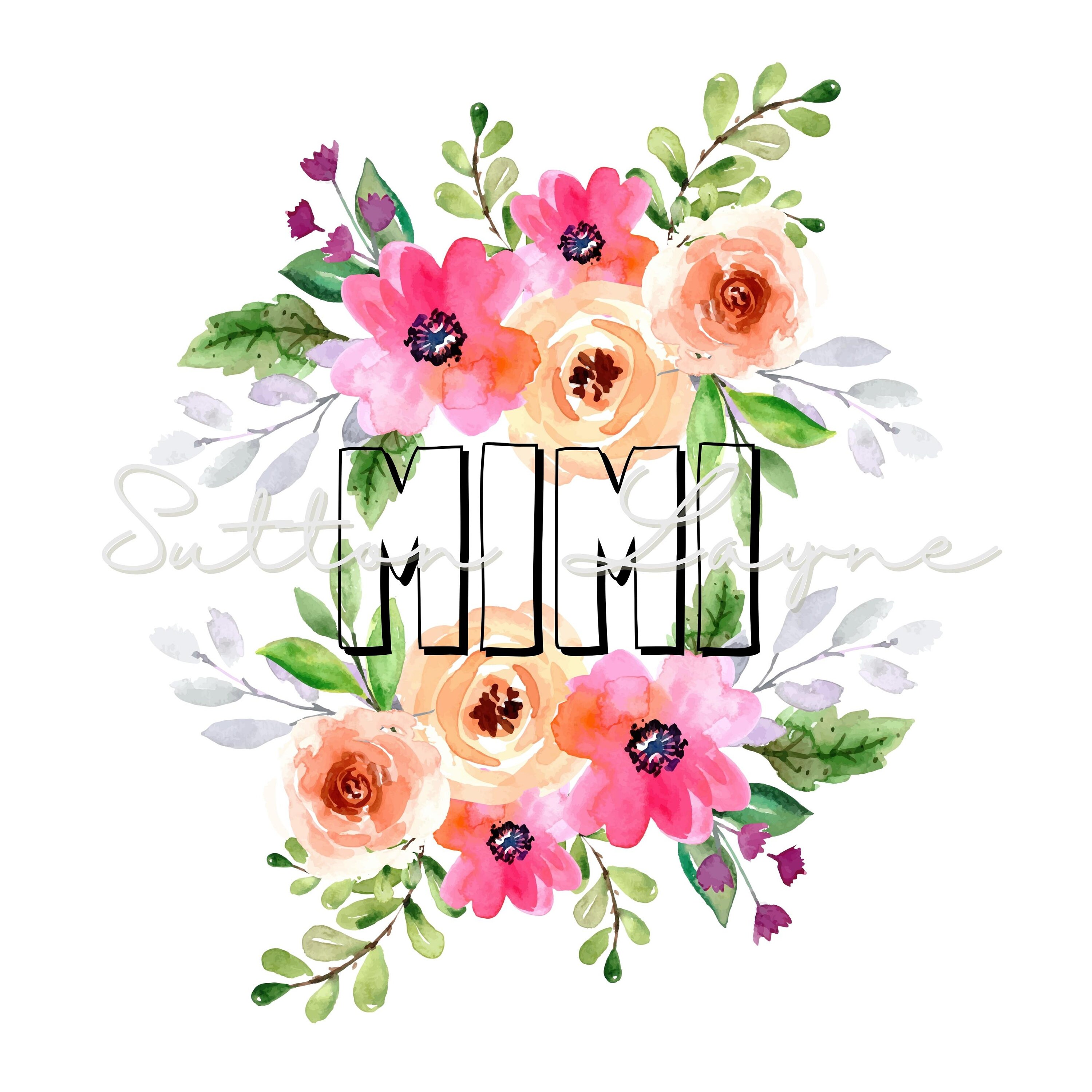 Mimi Floral PNG File - Downloadable - Mimi Png, Floral Png, Sublimation ...