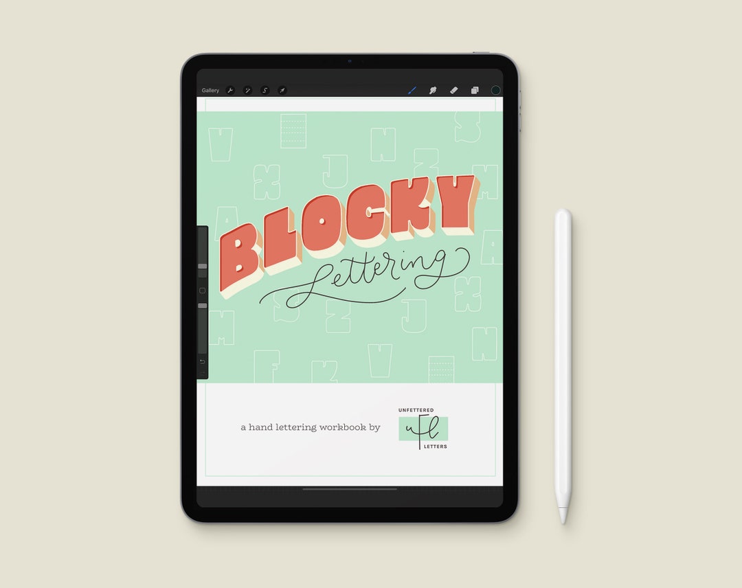 Blocky Lettering Workbook | Hand Lettering Worksheets | Digital ...