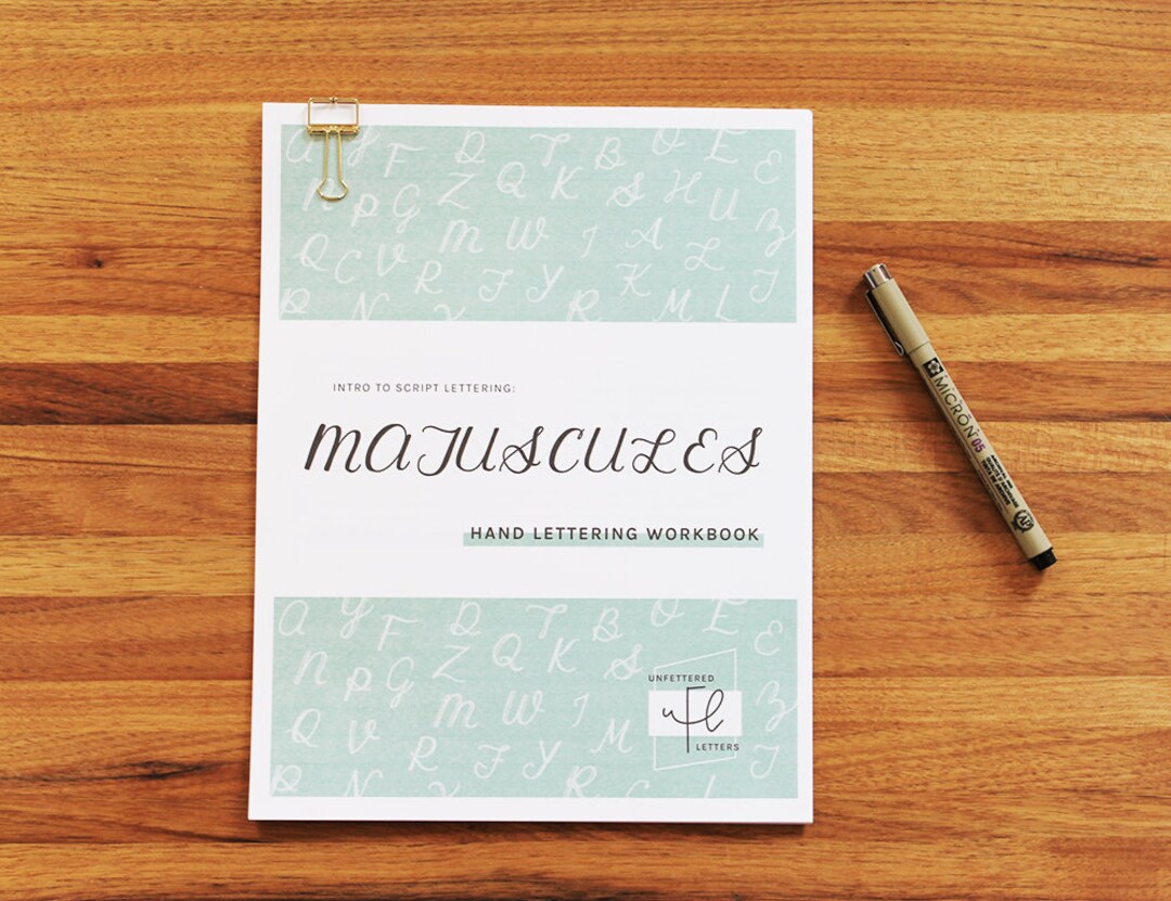 Script Majuscules Workbook | Hand Lettering Worksheets | Digital ...