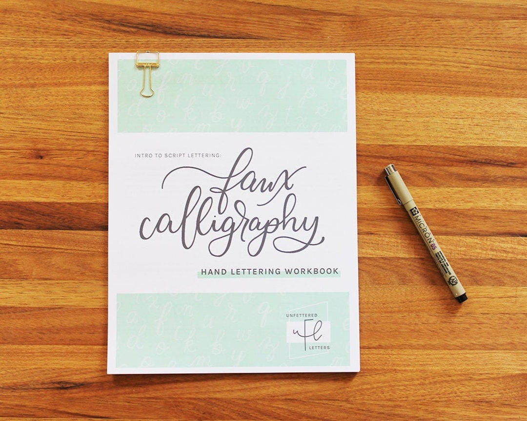 Faux Calligraphy Workbook | Hand Lettering Worksheets | Digital ...