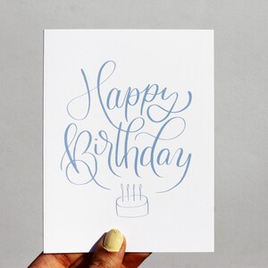 Happy Birthday script Greeting Card Hand-lettered - Etsy