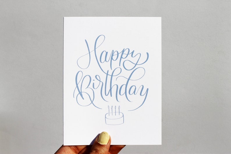 Happy Birthday script Greeting Card Hand-lettered - Etsy