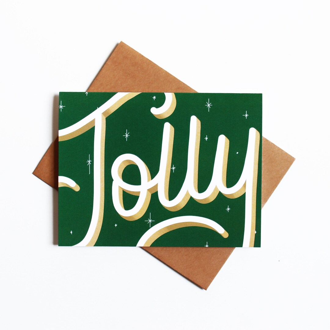 Jolly Christmas Card Hand Lettered Greeting Card - Etsy
