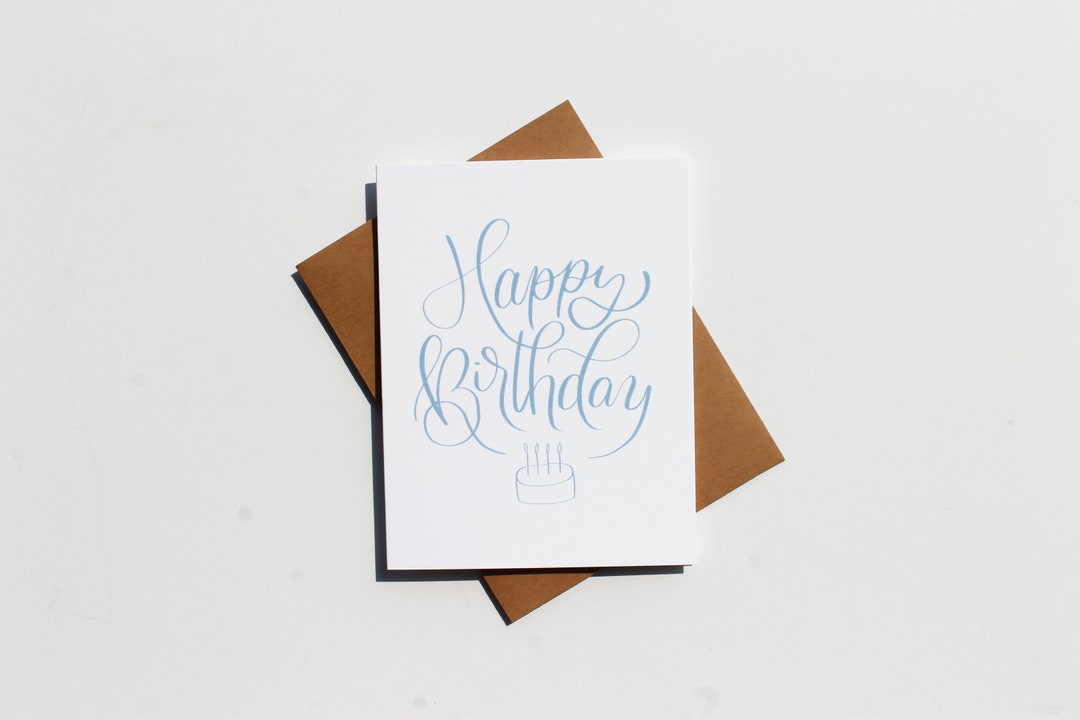 Happy Birthday script Greeting Card Hand-lettered - Etsy