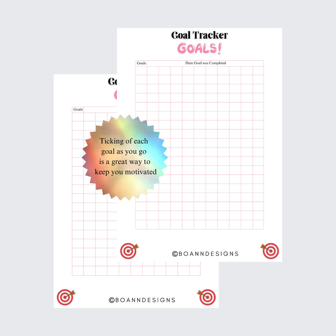 Goal Tracker, Goal Chart. Tracking Goals, Digital Product, Health and ...
