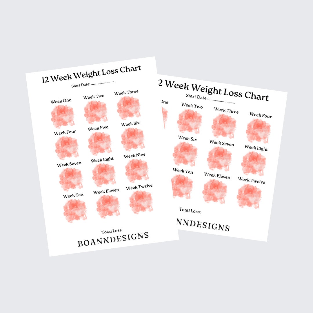 12 Week Weight Loss Chart, Weekly Weight Loss Tracker, Weight Loss ...