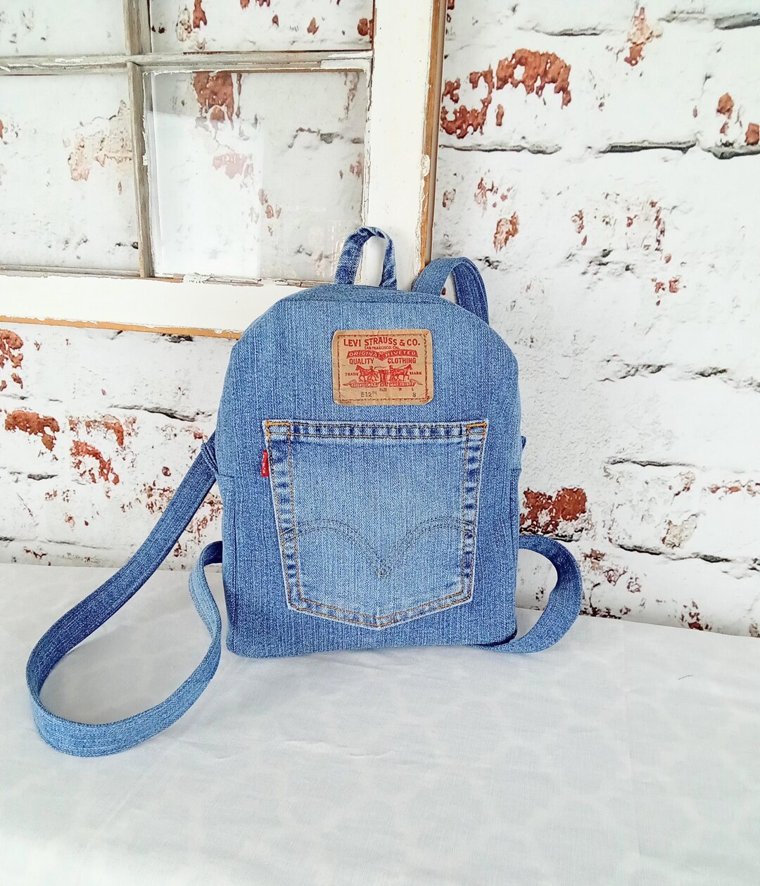 Levi's Mini Backpack, Handmade, Upcycled, Small Denim Backpack, Baby ...